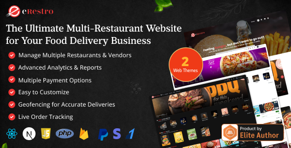 eRestro Multi Restaurant Web - Online Multi-Vendor & Restaurant Food Ordering Web App Infinitie ...